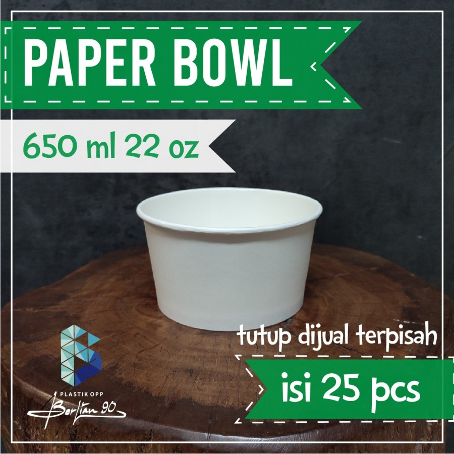 Jual PAPER BOWL 650 ml ALL SIZE / MANGKOK KERTAS / PAPER RICE BOWL ...