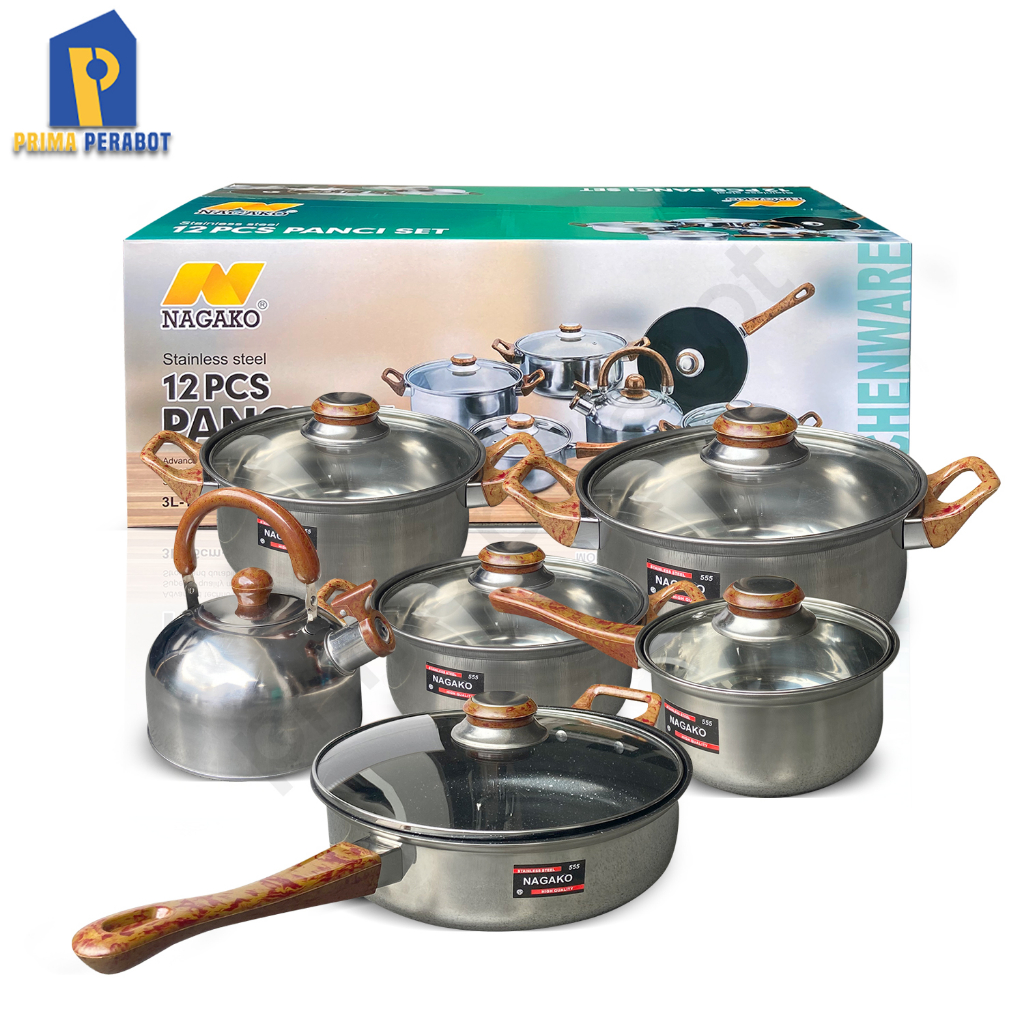 Jual Panci Set 12 Pcs Stainless Cookware Set Nagako | Shopee Indonesia