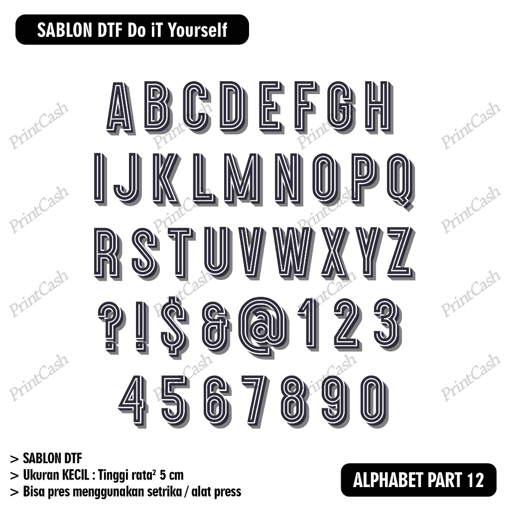 Jual SABLON SETRIKA - STIKER SABLON DTF TEMA ALPHABET HURUF ANGKA ...