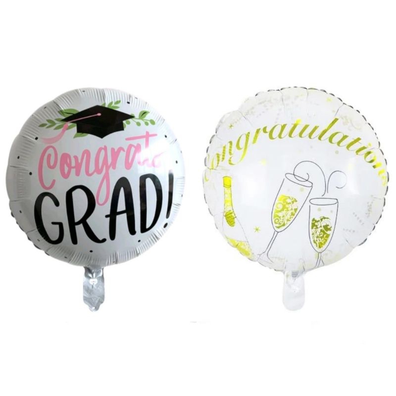 Jual Balon foil bulat congraduation putih | balon foil congraduation ...