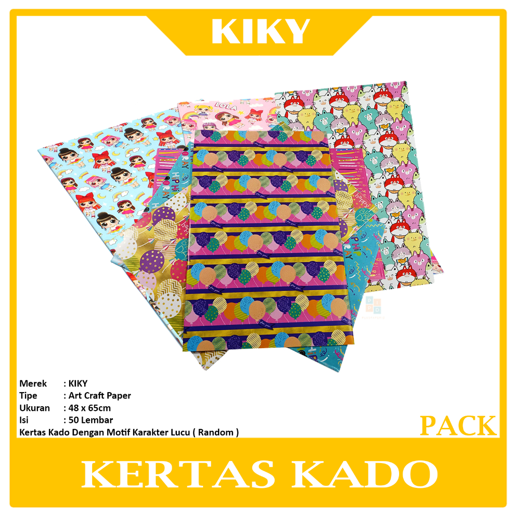 Jual Kiky - Kertas Kado Art Craft Paper Motif Lucu dan Unik - Pack ...