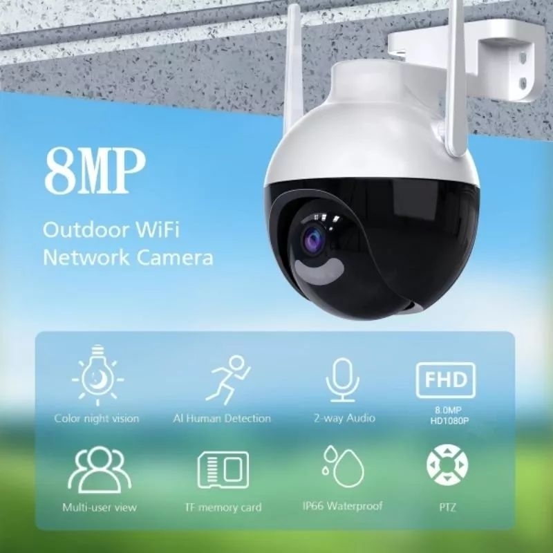 Jual IP Camera Outdoor V380 Pro PTZ CCTV Wifi 8MP Full HD 1080p ...