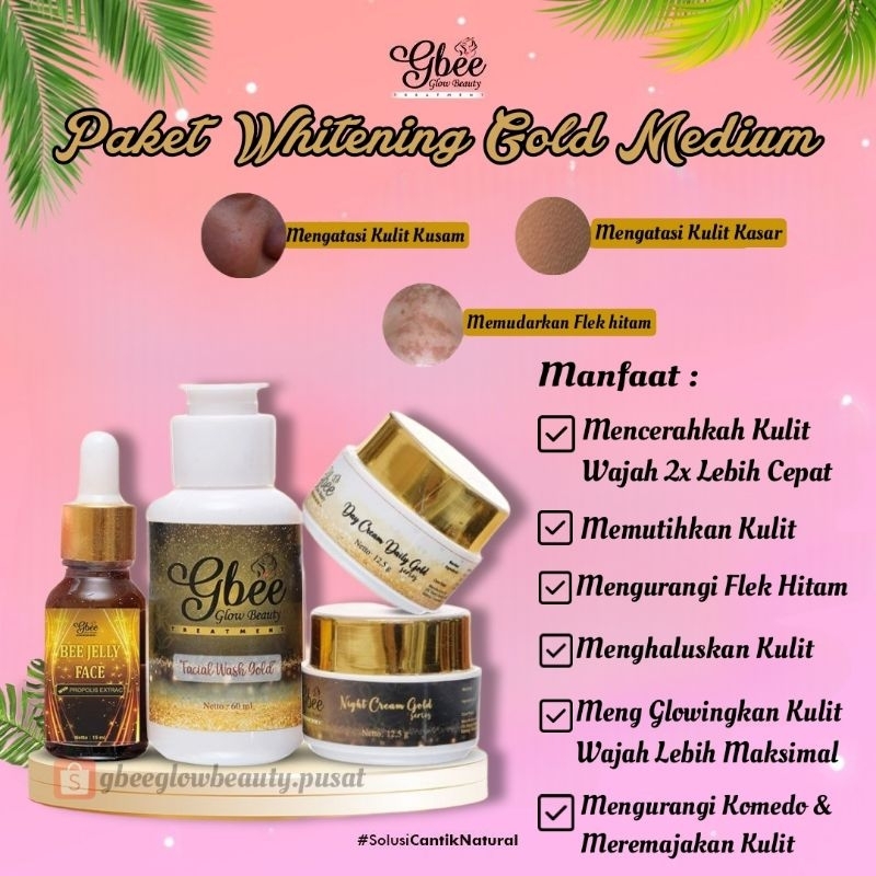 Jual PAKET GOLD WHITENING GBEE GLOW BEAUTY | Shopee Indonesia