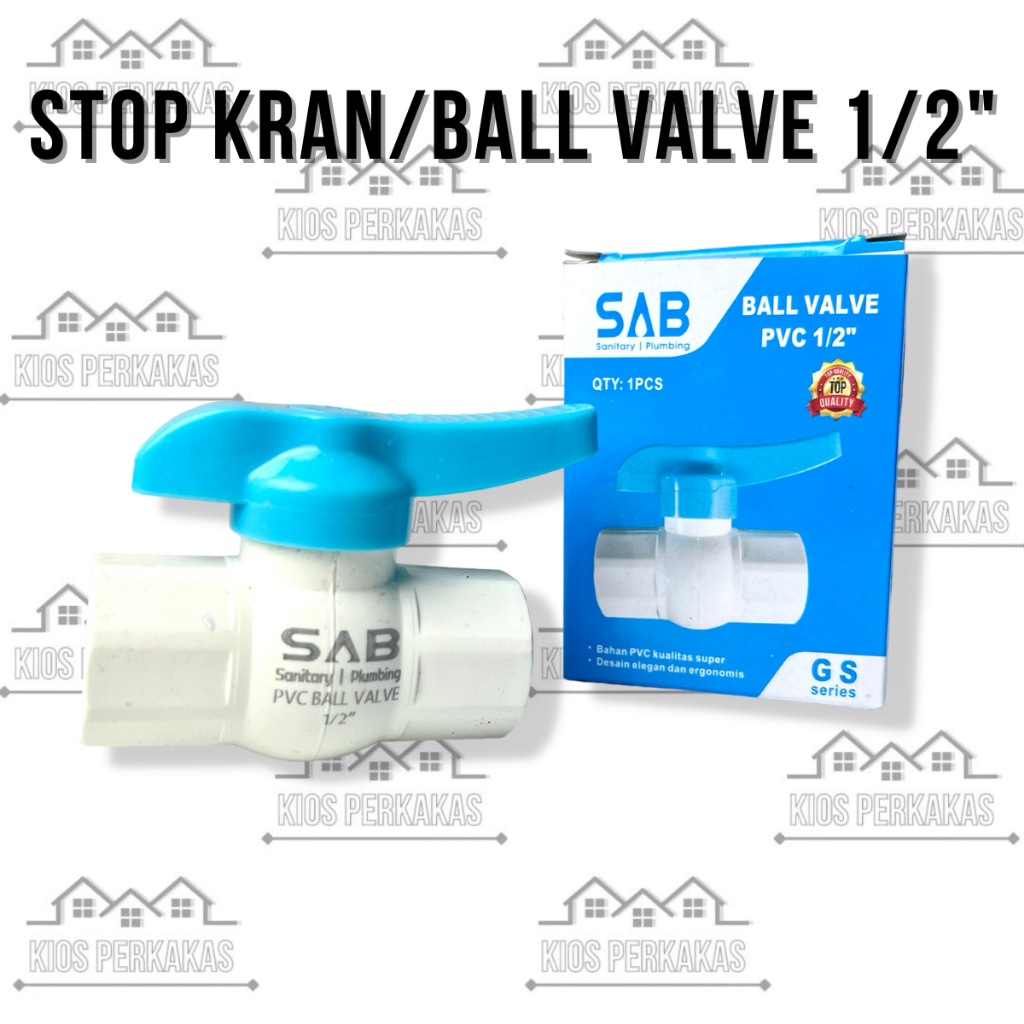 Jual Ball Valve 1/2 Inci PVC SAB/ Stop Kran Pipa Ballvalve PVC 1/2 ...