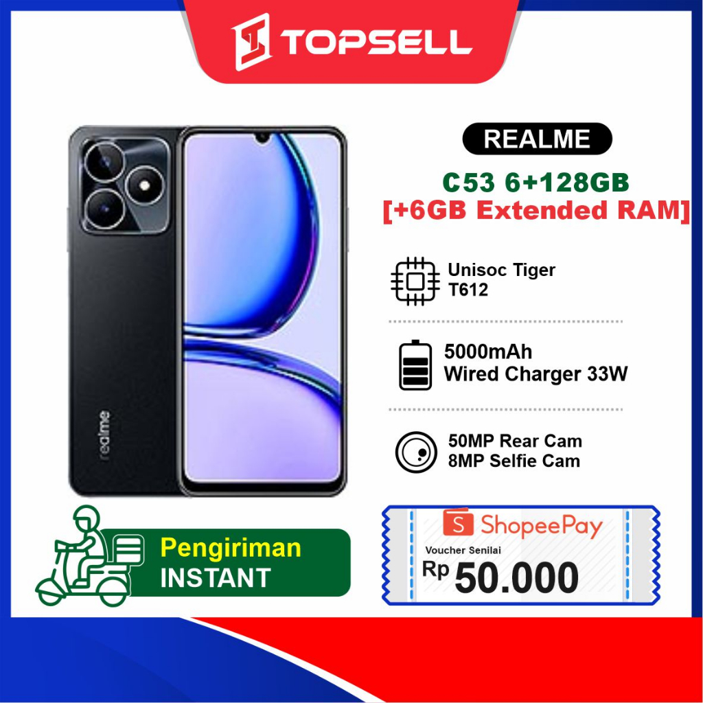 Jual Realme C53 6/128GB NFC [+6GB Extended Ram] Original Garansi Resmi 1 Tahun | Shopee Indonesia