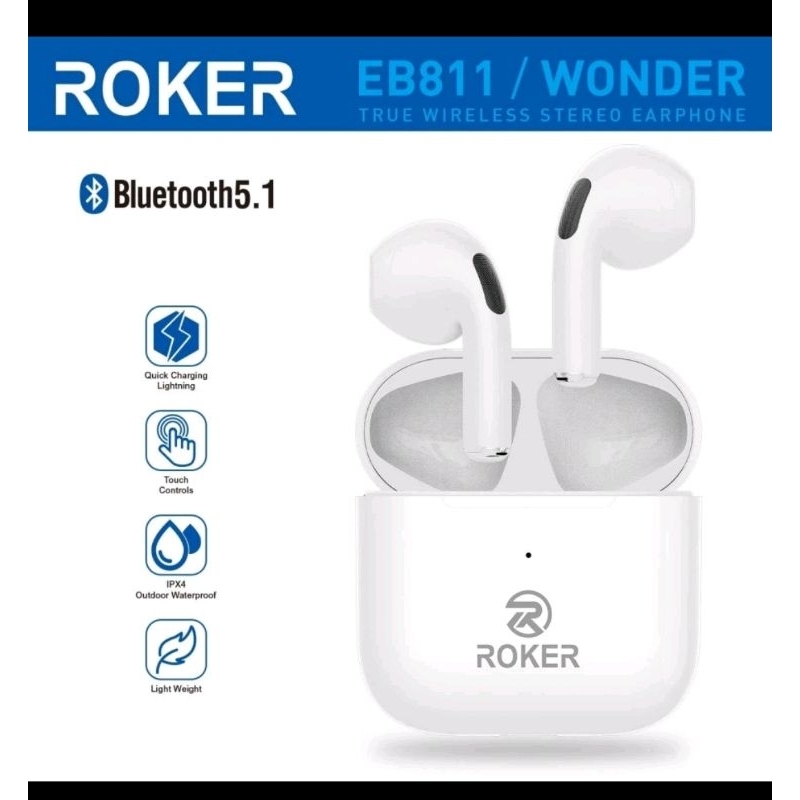 Jual TWS ROKER WONDER EB811 True Wireless Earphone TWS GATT Bluetooth 5 ...