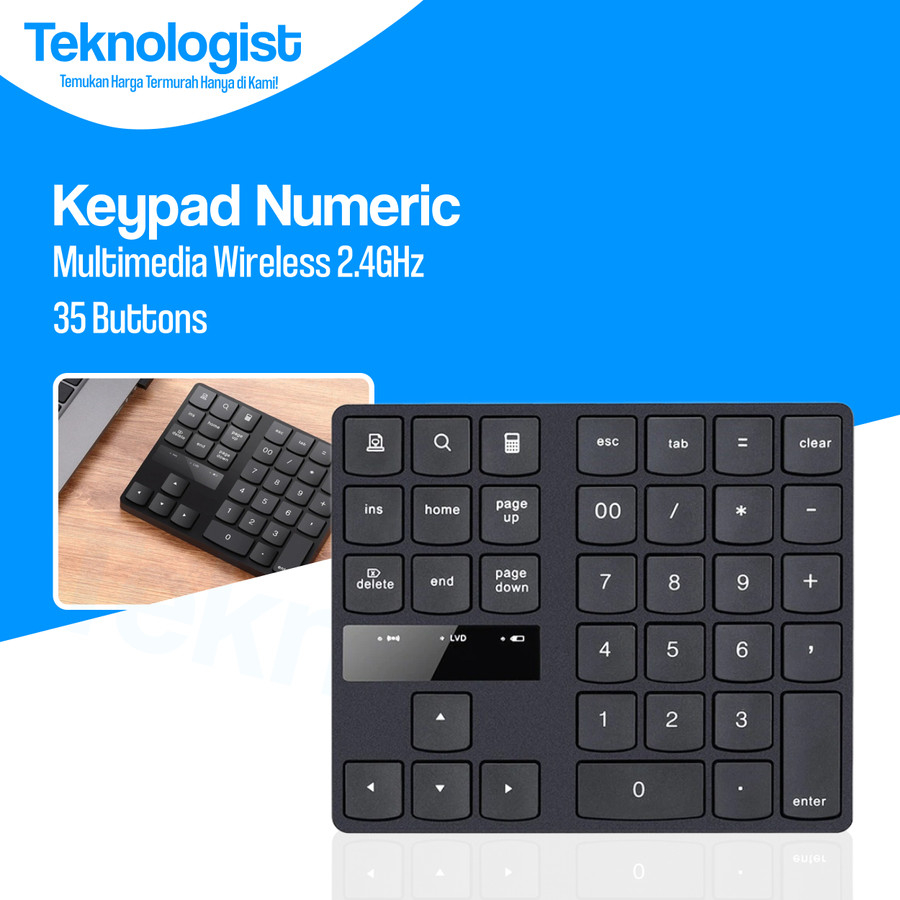 Jual Keypad Numeric Multimedia Wireless 2.4GHz 35 Buttons | Shopee ...