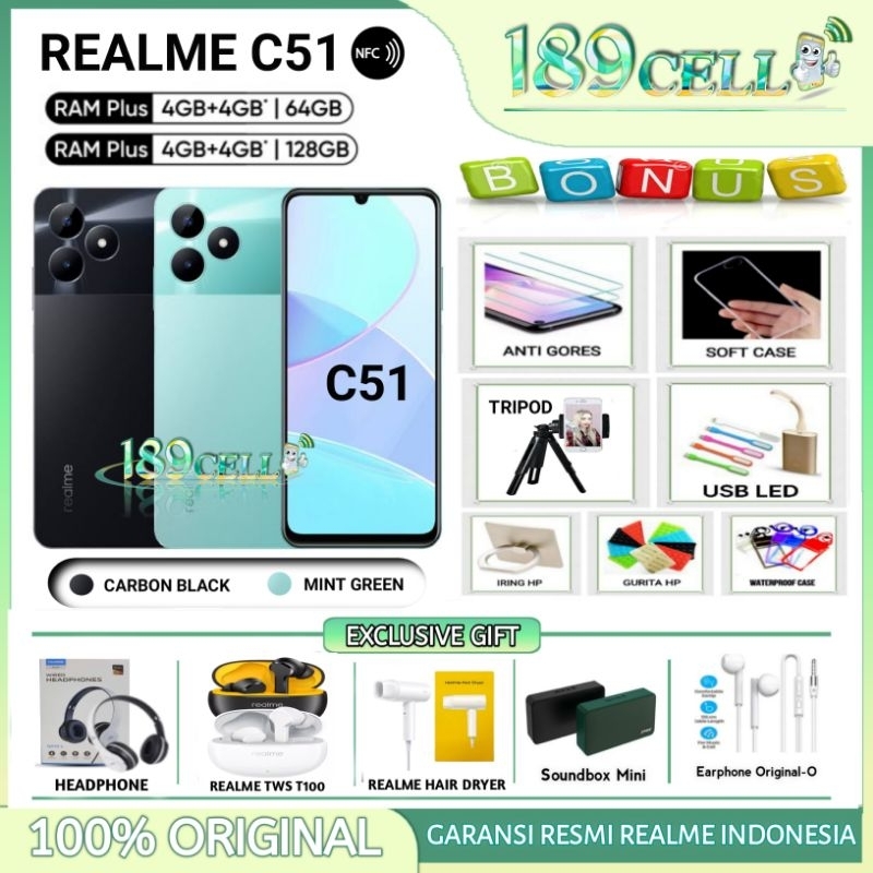 Jual REALME C51 RAM 4/128 NFC | REALME C 51 RAM 4/64 | REALME C51S 6/ ...