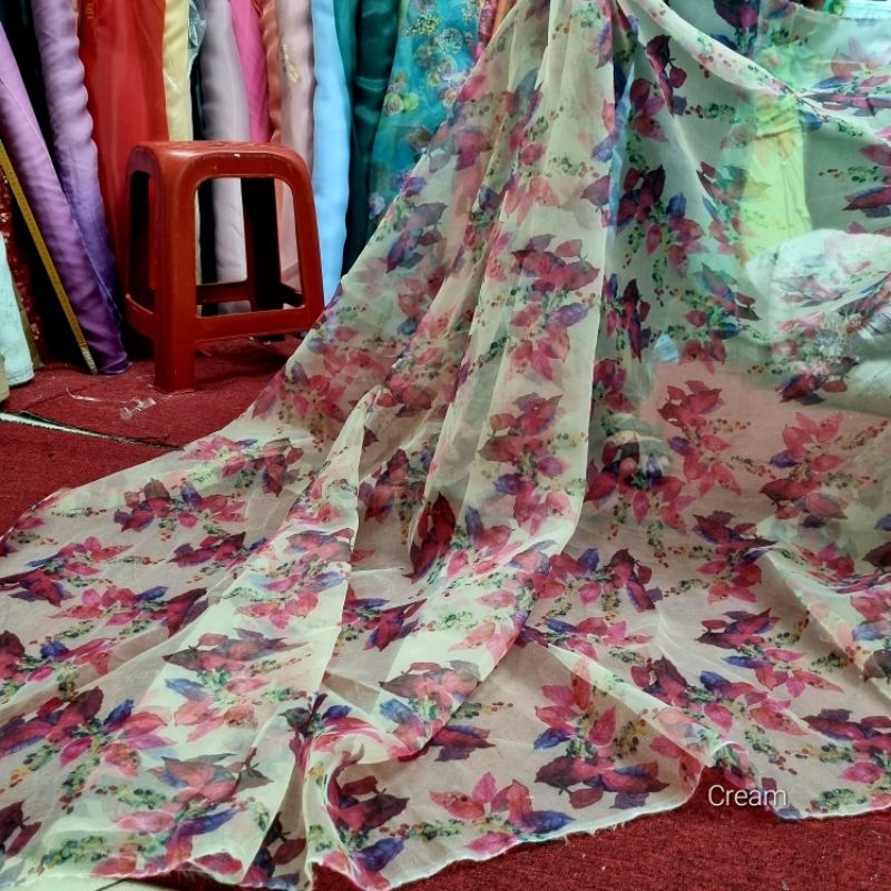 Jual Kain Organza Motif 3D | Bahan Orgasa Corak Super Halus Seri Warna ...
