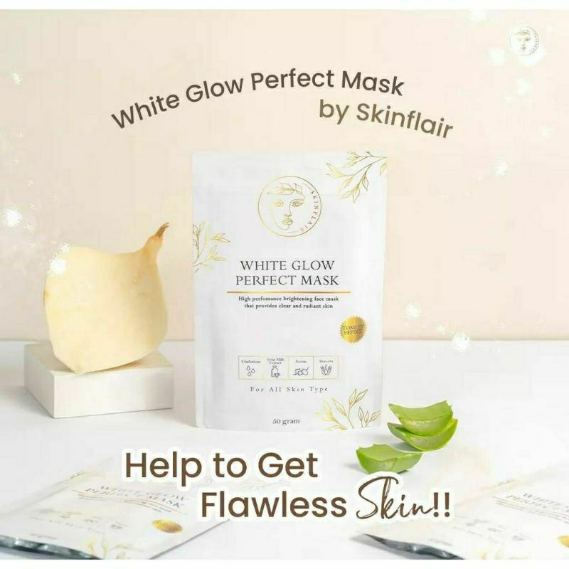 Jual FREE KUAS ATAU SPATULA! SKINFLAIR WHITE GLOW PERFECT MASK POWDER ...