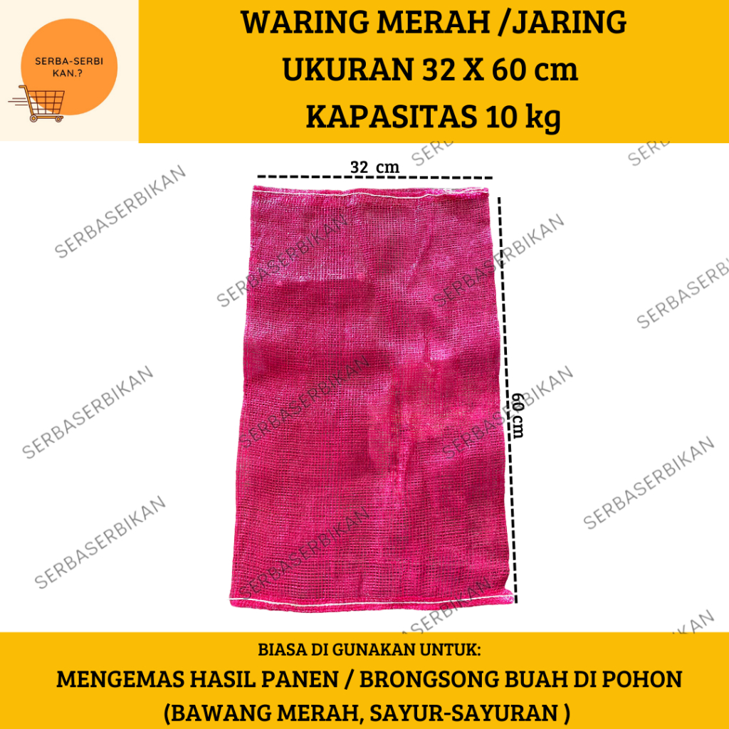Jual WARING MERAH 32X60cm 10kg JARING KARUNG BAWANG SAYUR BUAH CABE ...