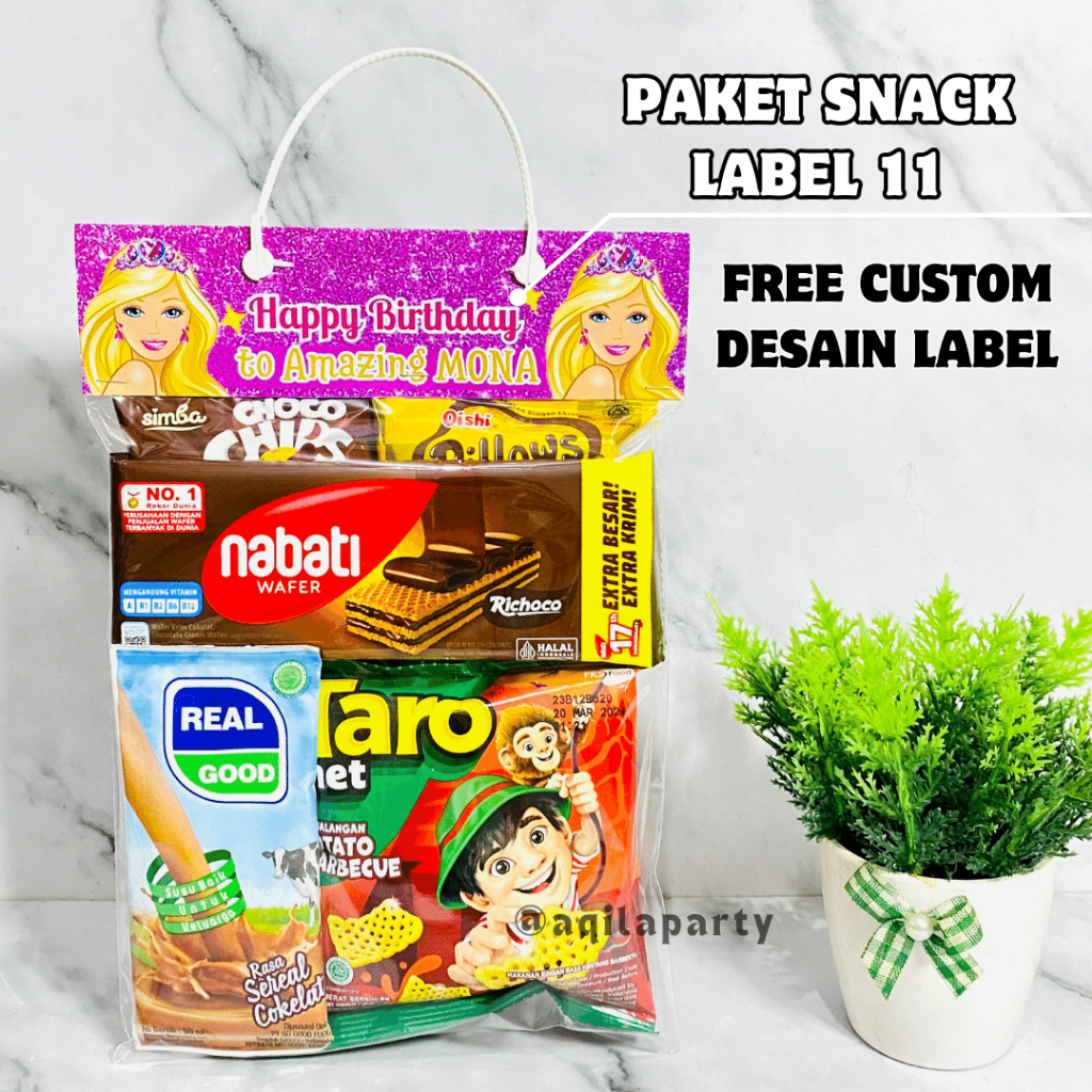 Jual PAKET SNACK ULANG TAHUN ANAK LABEL TERMURAH/BINGKISAN ULTAH ANAK ...