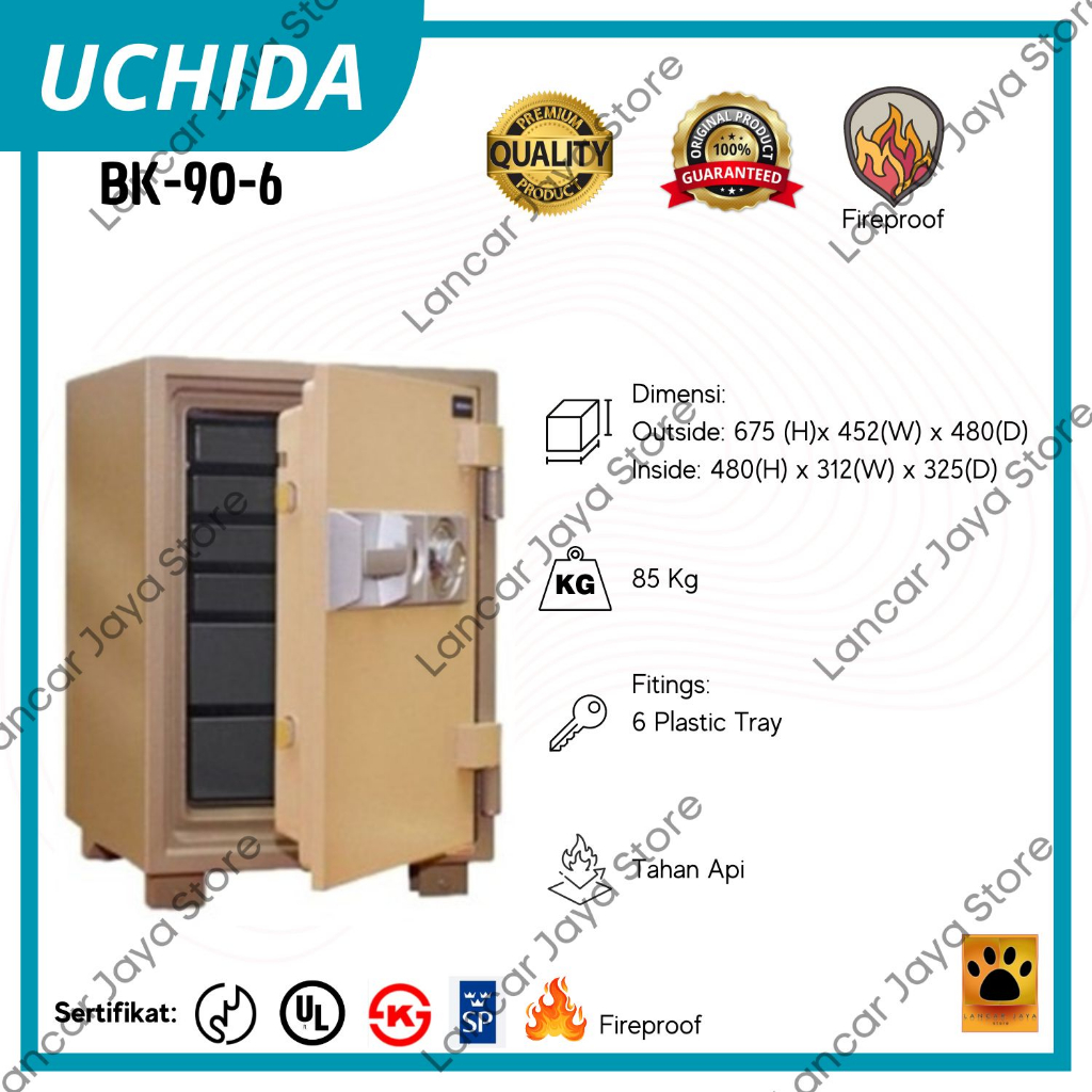Jual Brankas / Brangkas Uchida BK-90-6 Tahan Api Bergaransi Resmi Safety Box Uchida | Shopee ...