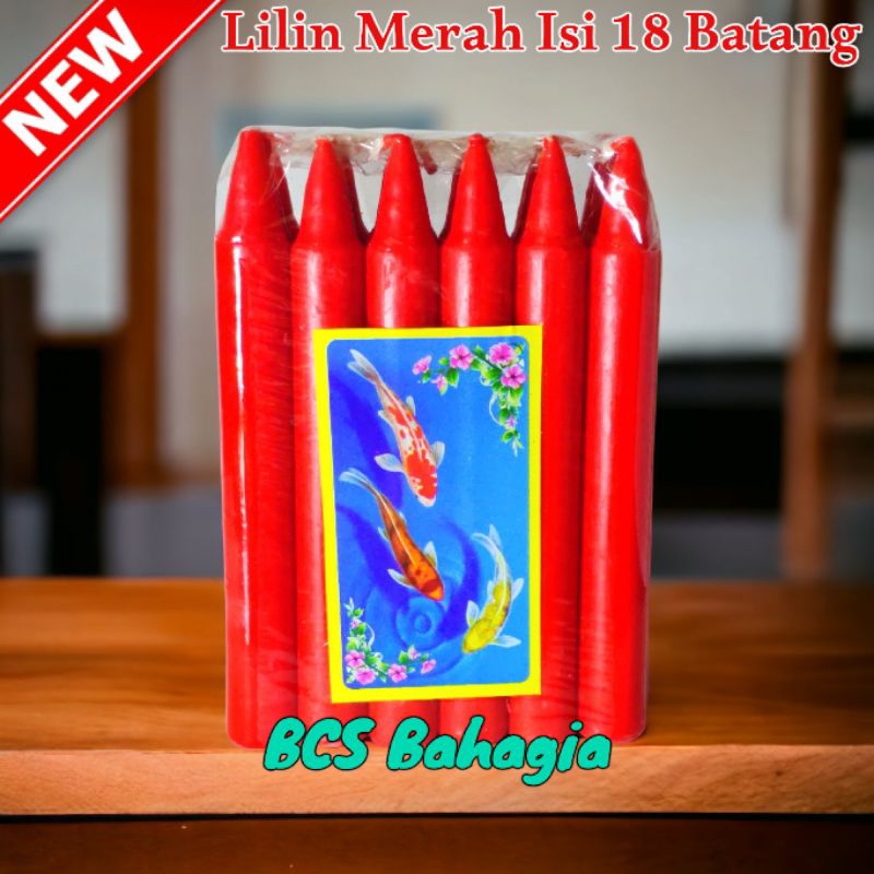 Jual lilin merah 18 batang sembahyang ukuran besar / lilin merah isi 18 ...