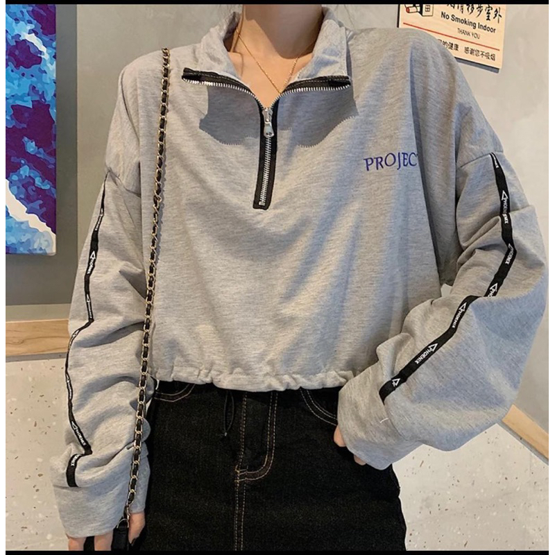Jual PROJECT CROOPE SWEATER WANITA KOREAN ZIPPER SWEATER | Shopee Indonesia