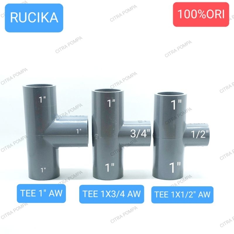 Jual RUCIKA TEE 1" AW / TEE 1 X 3/4" AW / TEE 1 X 1/2" AW | Shopee Indonesia