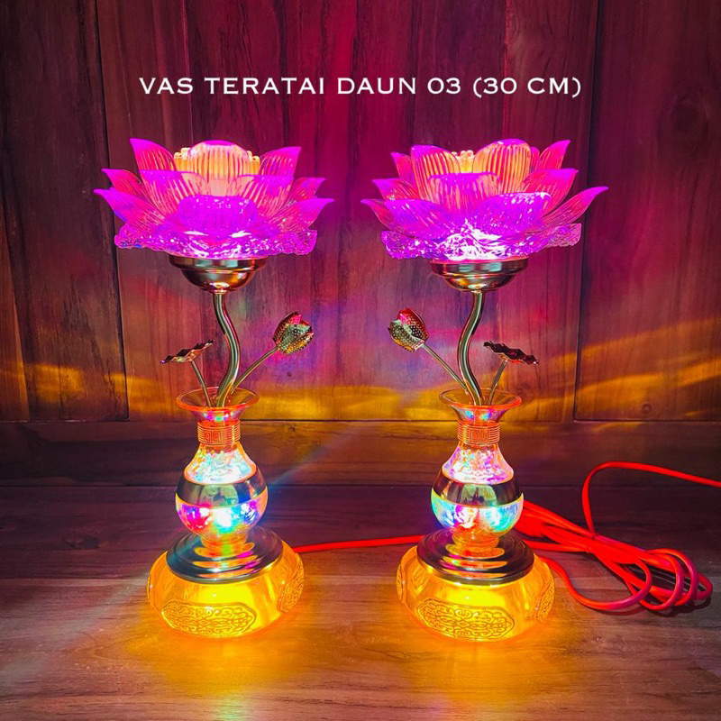 Jual lampu Sembahyang model vas bunga / pot teratai daun 03 tinggi 30cm ...