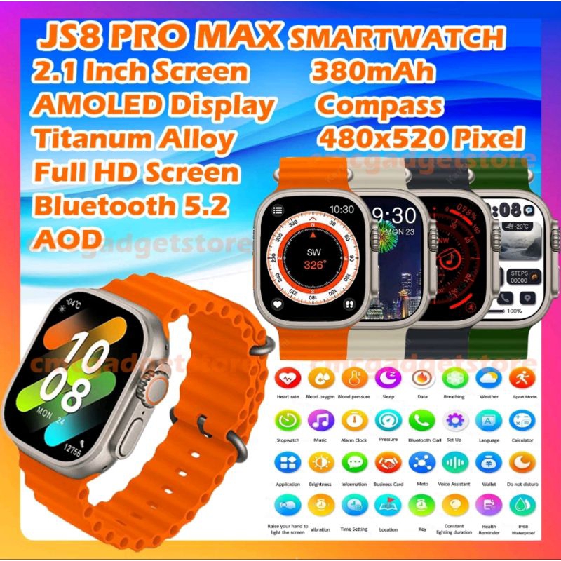 Jual JS8 pro max AMOLED ,Kuat sampai 1 bulan mohon baca diskripsi | Shopee Indonesia
