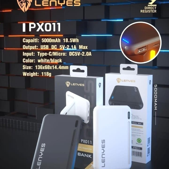 Jual Powerbank Lenyes 5000mAh PX011 Powerbank Lenyus ORIGINAL | Shopee ...