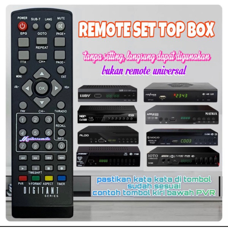 Jual Remot Remote Set Top Box LUBY /Welhome/ Pioline /Advance NEW ...