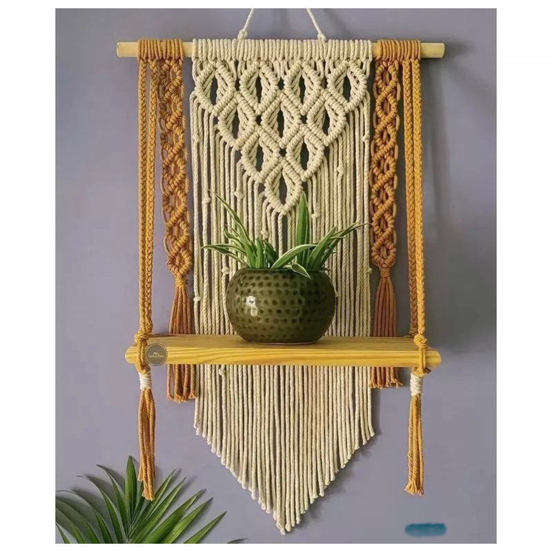 Jual Rak Dinding macrame || Rak gantung macrame || Macrame rak | Shopee ...