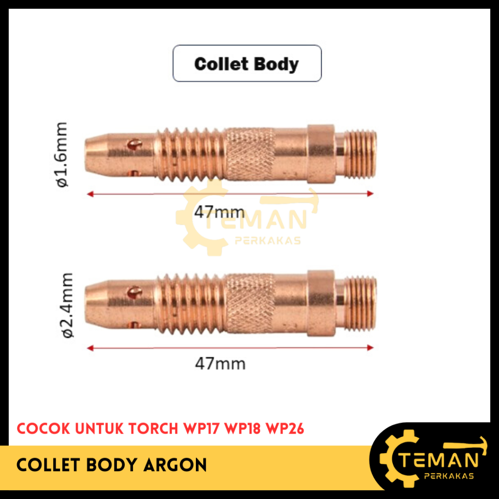 Jual Body Collet Las Tig Argon WP-17 WP-26 WP-18 (ISI 10 PCS)/ Collet ...