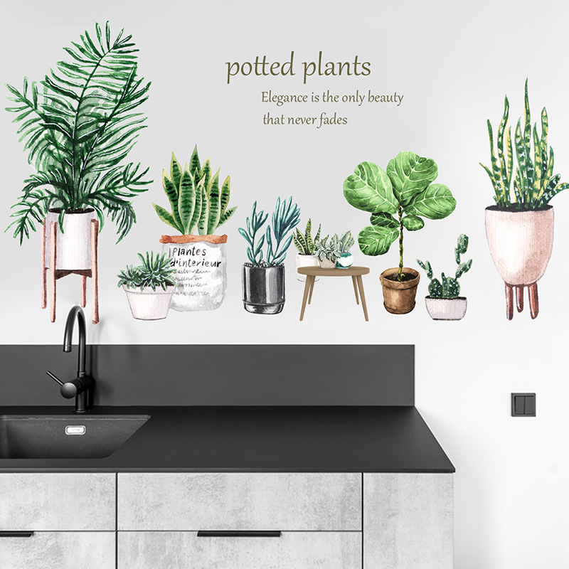 Jual WALLSTIKER STIKER DINDING Q 211 MOTIF GAMBAR POT POHON DAUN ...