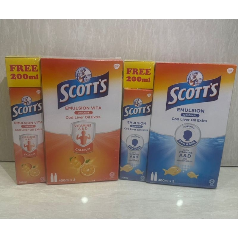 Jual SCOTT EMULSION COD LIVER OIL EXTRA ( 400ml X2 | free 200ml ...