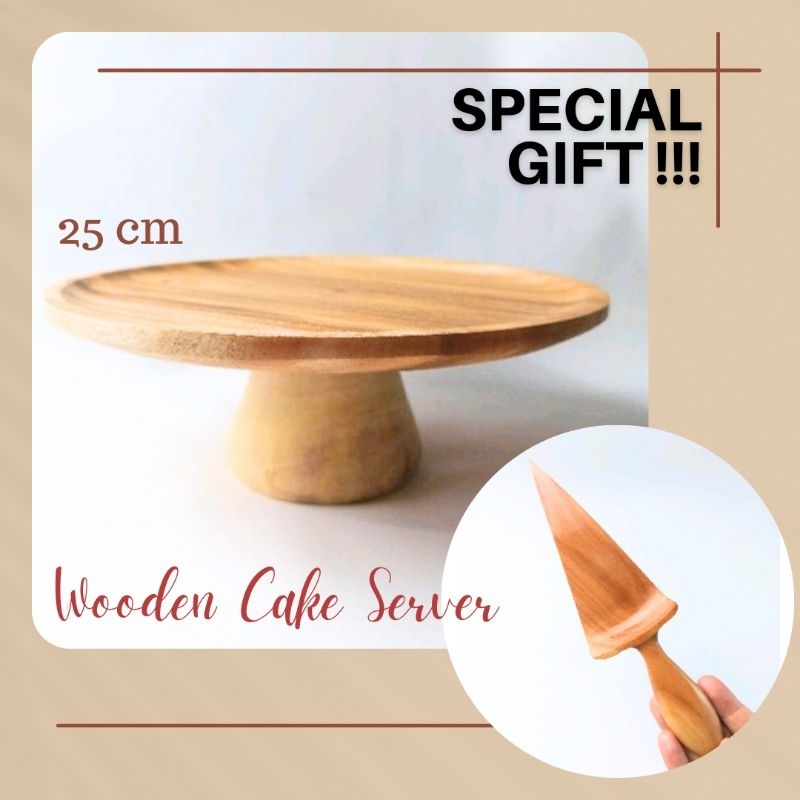 Jual (Free Gift!) Wooden Cake Stand Kayu Mahoni 25 cm / Dudukan Kue ...