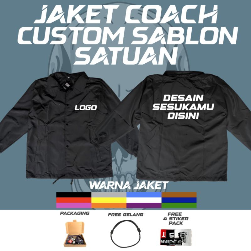 Jual Jaket coach custom satuan/Gratis design/Jaket premium parasut ...