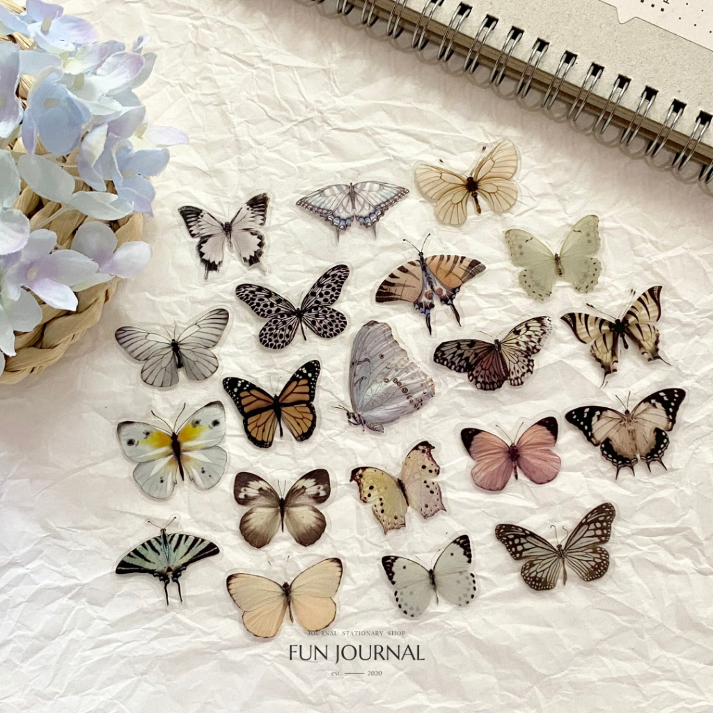 Jual MINI BUTTERFLY TRANSPARANT STICKER STIKER PACK UNTUK JOURNAL ...