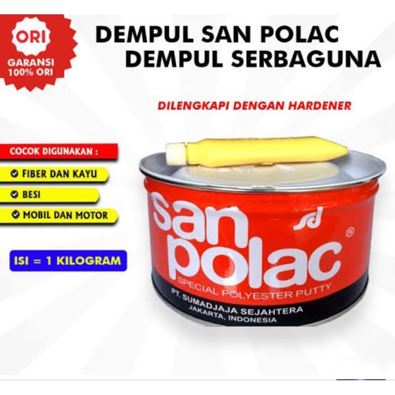 Jual Dempul Fiber Besi Sanpolac 1Kg Dempul Motor Mobil Kayu | Shopee ...