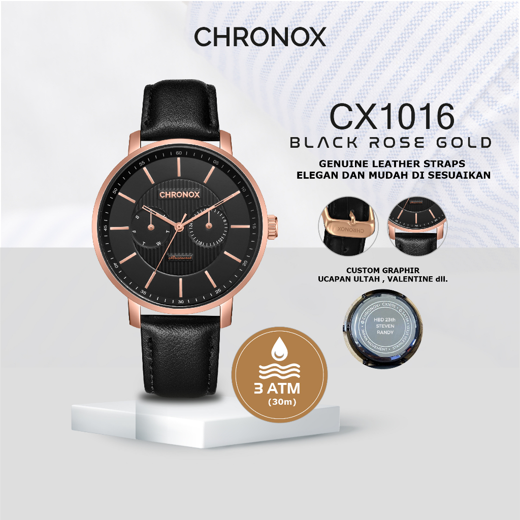 Jual CHRONOX Jam Tangan Pria Kulit Analog - CX1006 EVERLAST | Shopee ...
