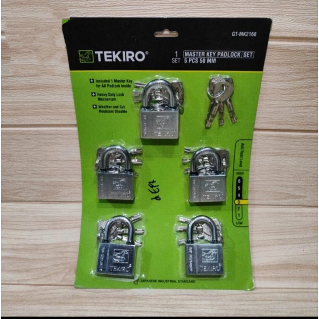 Jual Tekiro Gembok Master Key SET 5 Pcs 50 MM / Heavy Duty Padlock SET ...