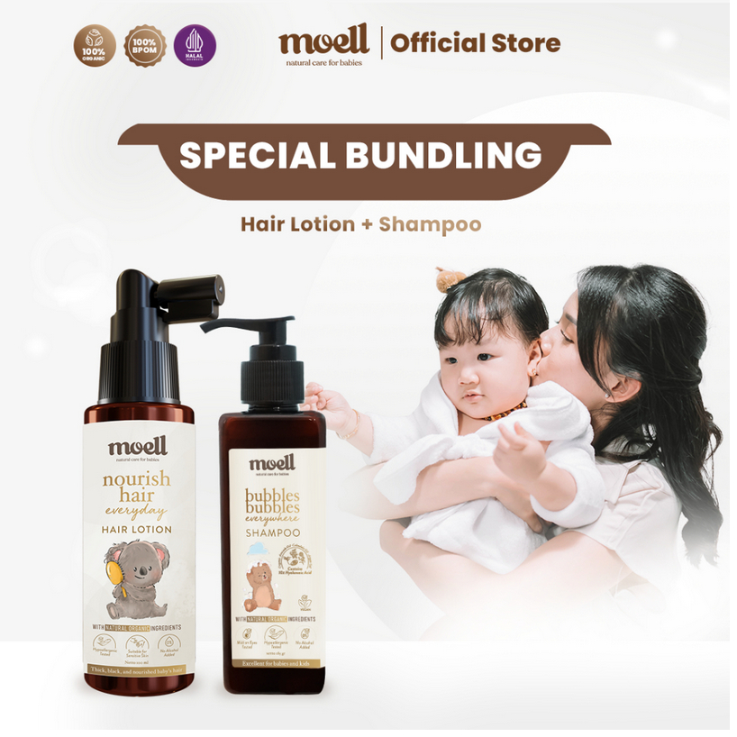 Jual Moell Special Bundling Hair Lotion 100ml & Shampoo 185gr ...