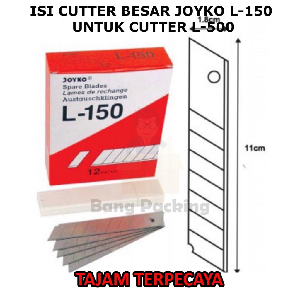 Jual ISI CUTTER BESAR JOYKO L-150 ( 1 pack isi 5 pisau ) REFILL CUTTER ...