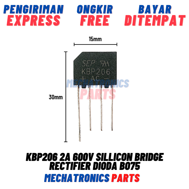 Jual [SMC-9055] KBP206 2A 600V SILLICON BRIDGE RECTIFIER DIODA BO75 ...