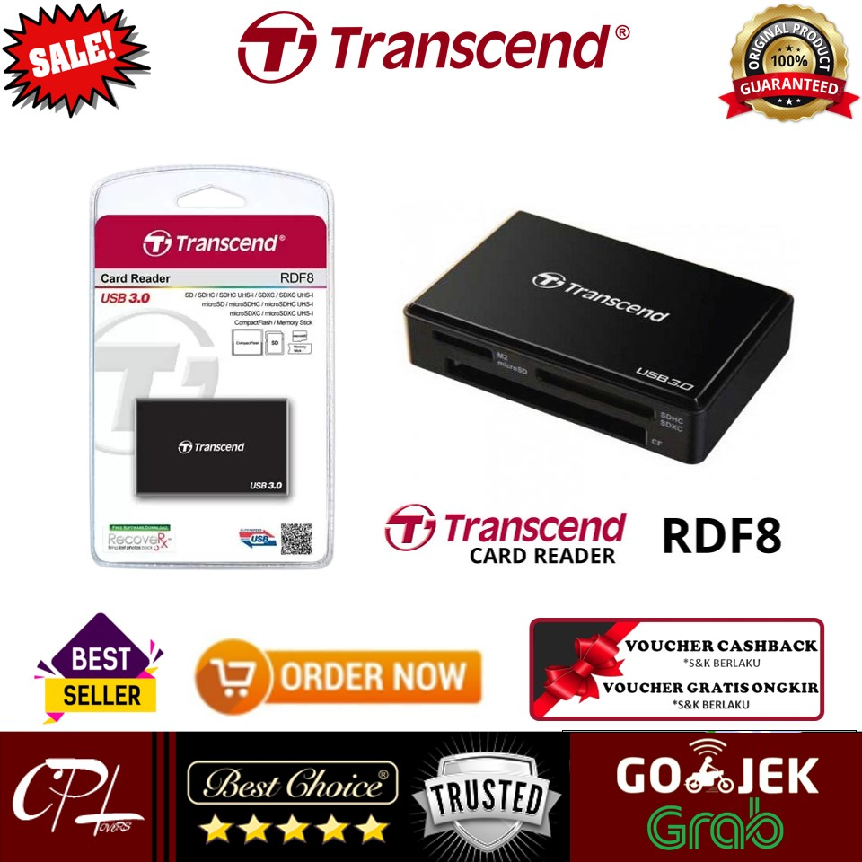 Jual Transcend USB 3.0 Multi Card Reader RDF8 | Shopee Indonesia