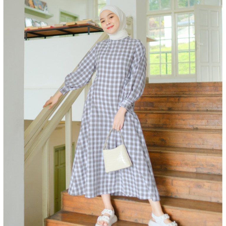 Jual Mayoutfit Zeeza Maxidress | Dress Gamis Wanita Motif Kotak Gingham ...