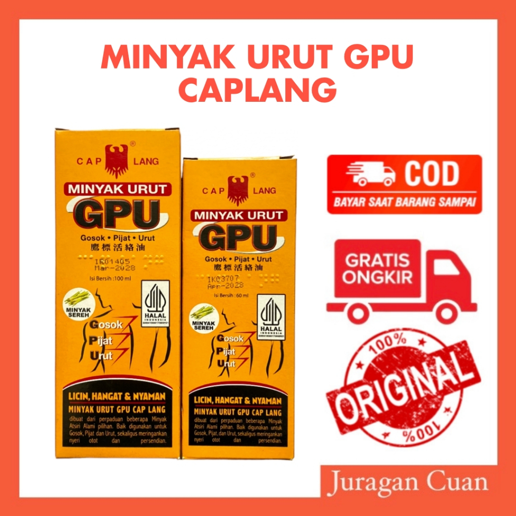 Jual MINYAK URUT GPU 30 ML / 60 ML / 100 ML / MINYAK GOSOK PIJAT URUT ...