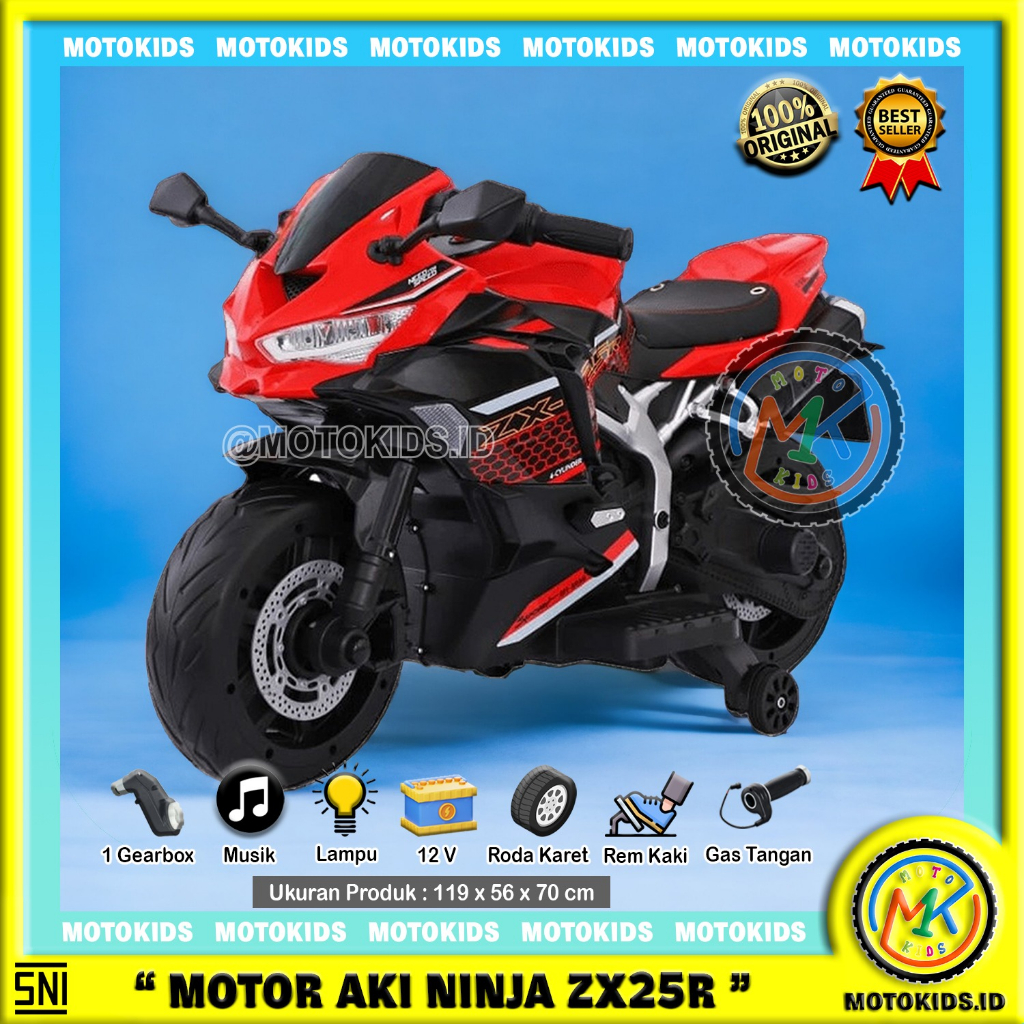 Jual Mainan Motor Aki Anak Ninja ZX 25R Motor Anak Ninja 12V GP Gas ...