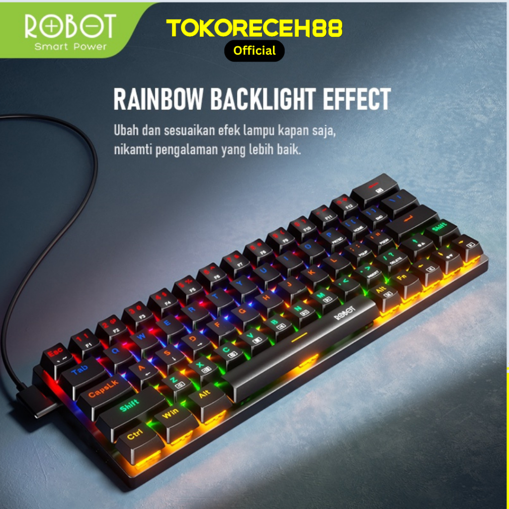 Jual KEYBOARD ROBOT KB20 RGB Gaming Wired Mechanical Blue Switch Port ...