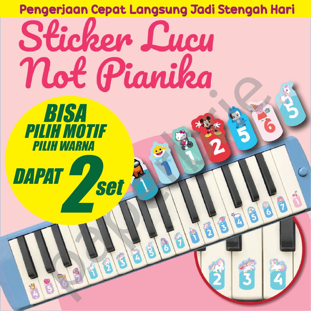 Jual [CLEAR TRANSPARAN] Stiker Pianika - Sticker Not Angka, Tuts ...