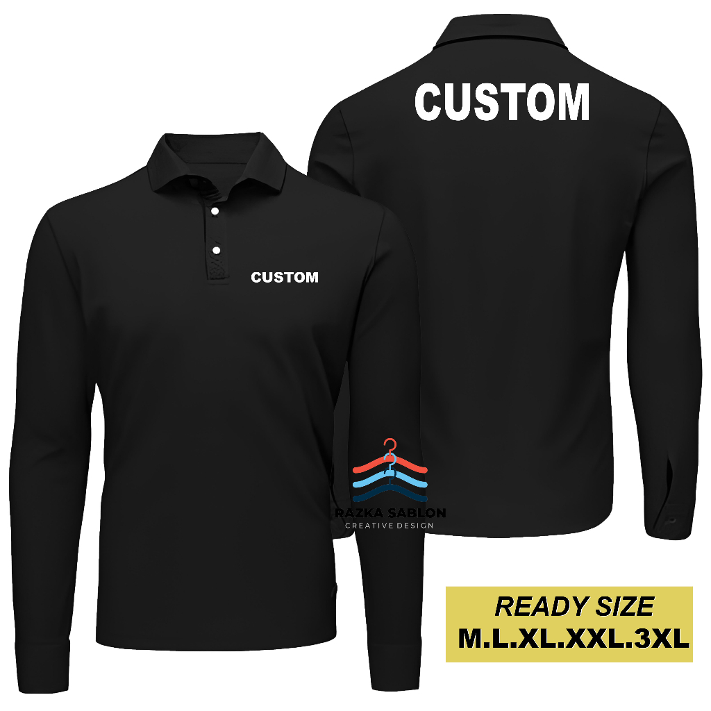 Jual Kaos Custom Logo Dan Nama Sablon Kaos Kerah Polo Lengan Panjang ...