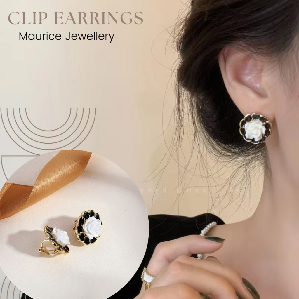 Jual Anting Hijab Klip Bunga Camelia #1 | Shopee Indonesia