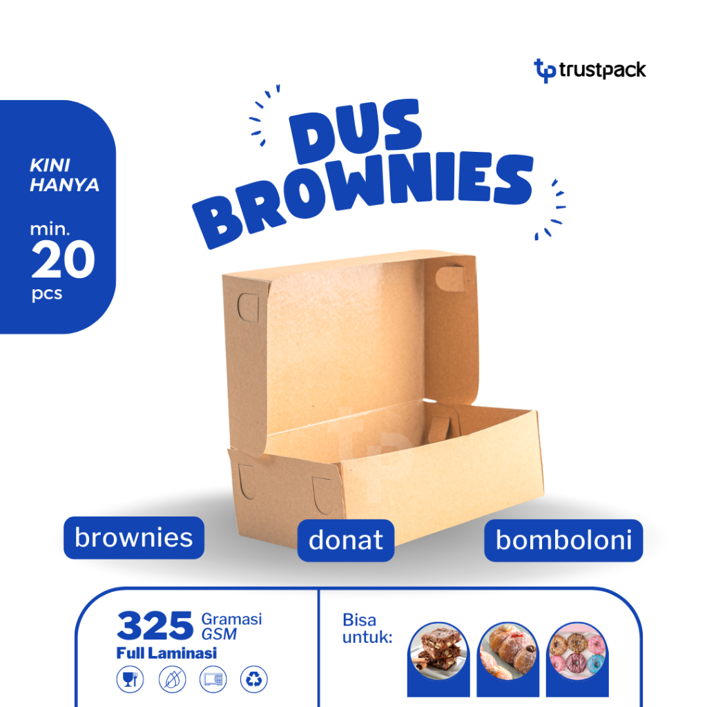 Jual BOX DUS KARDUS KOTAK BROWNIES ROTI MARTABAK 22x14x7,5 KRAFT ...
