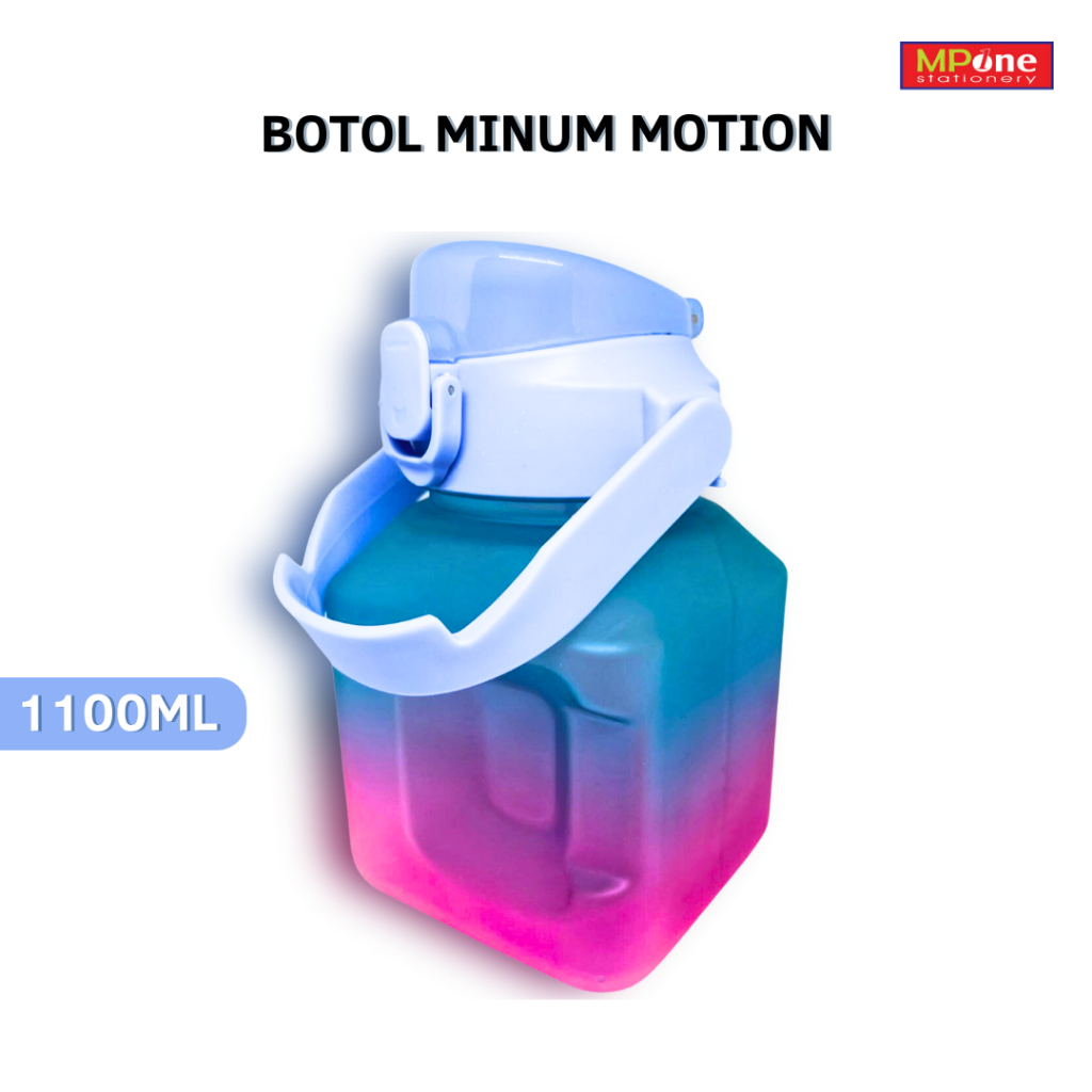 Jual Botol Minum Viral + Tali free Sticker Motion Warna Kotak 1,1 Liter ...