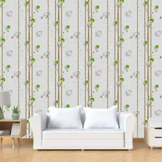 Jual 100% BERKUALITAS!! WALLPAPER STIKER RUANG KELUARGA/KAMAR ANAK 45X4M MOTIF HIJAU BULAT SALUR ...