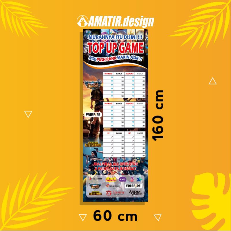 Jual BANNER TOP UP DIAMOND GAME (60x160 cm) | Shopee Indonesia