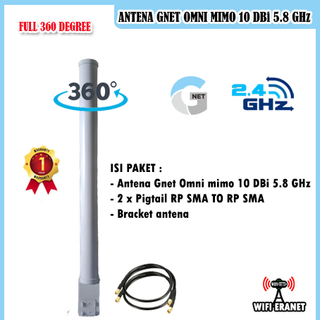 Jual Antena wifi Gnet Omni MIMO 10 dBi 5.8 GHz Polarisasi 360 derajat ...